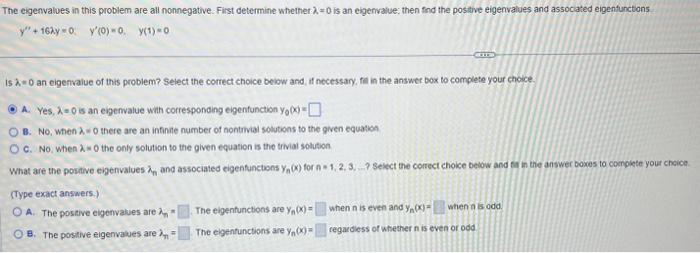 Solved The eigenvalues in this problem are all nonnegative. | Chegg.com