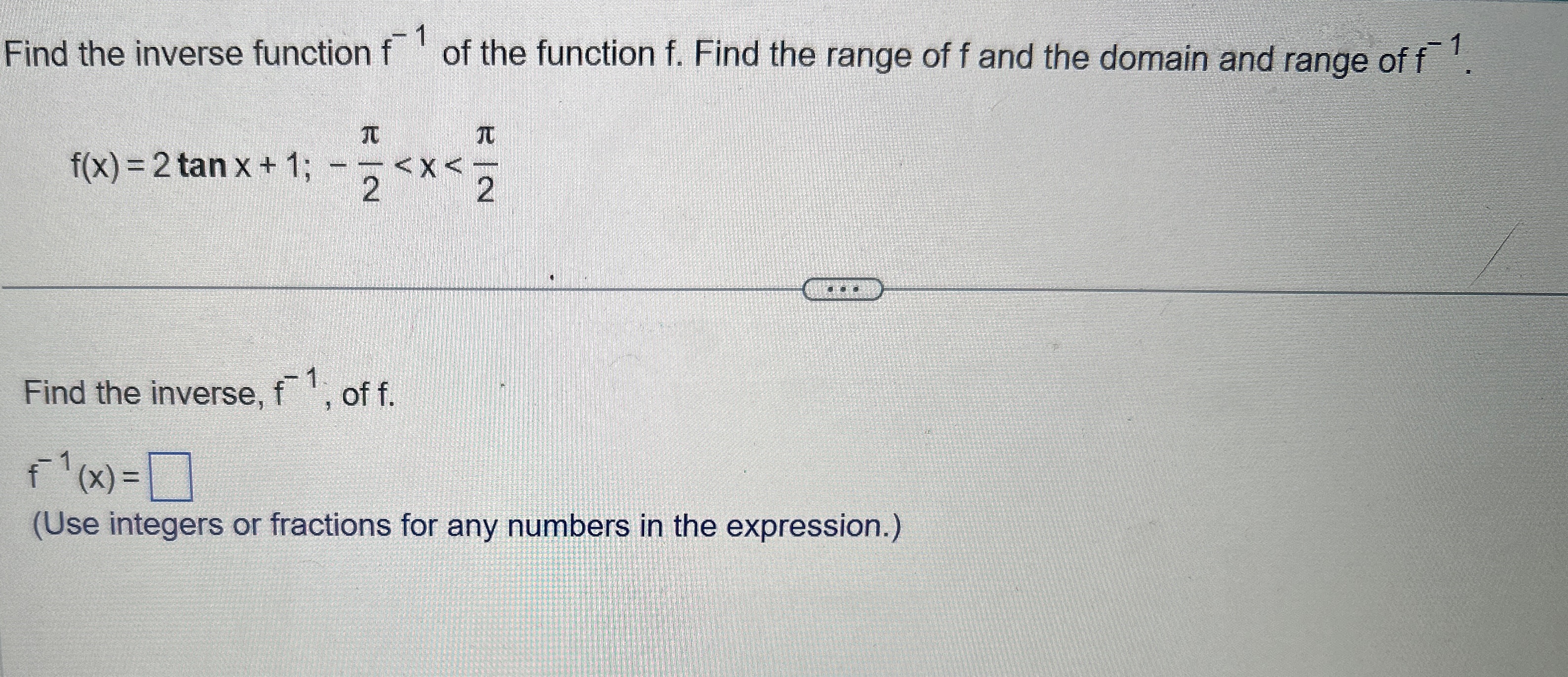 Solved Find the inverse function f-1 ﻿of the function f. | Chegg.com