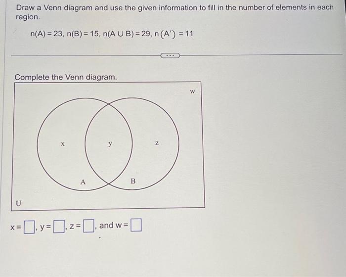 Solved Draw a Venn diagram and use the given information to | Chegg.com