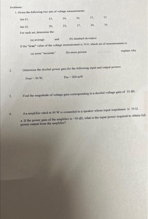 Solved For each set, determine the: (a) average and (b) | Chegg.com