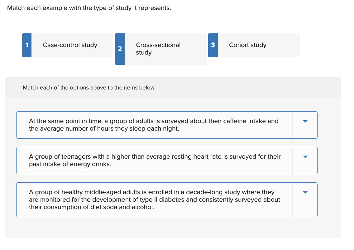 Solved Match each example with the type of study it | Chegg.com