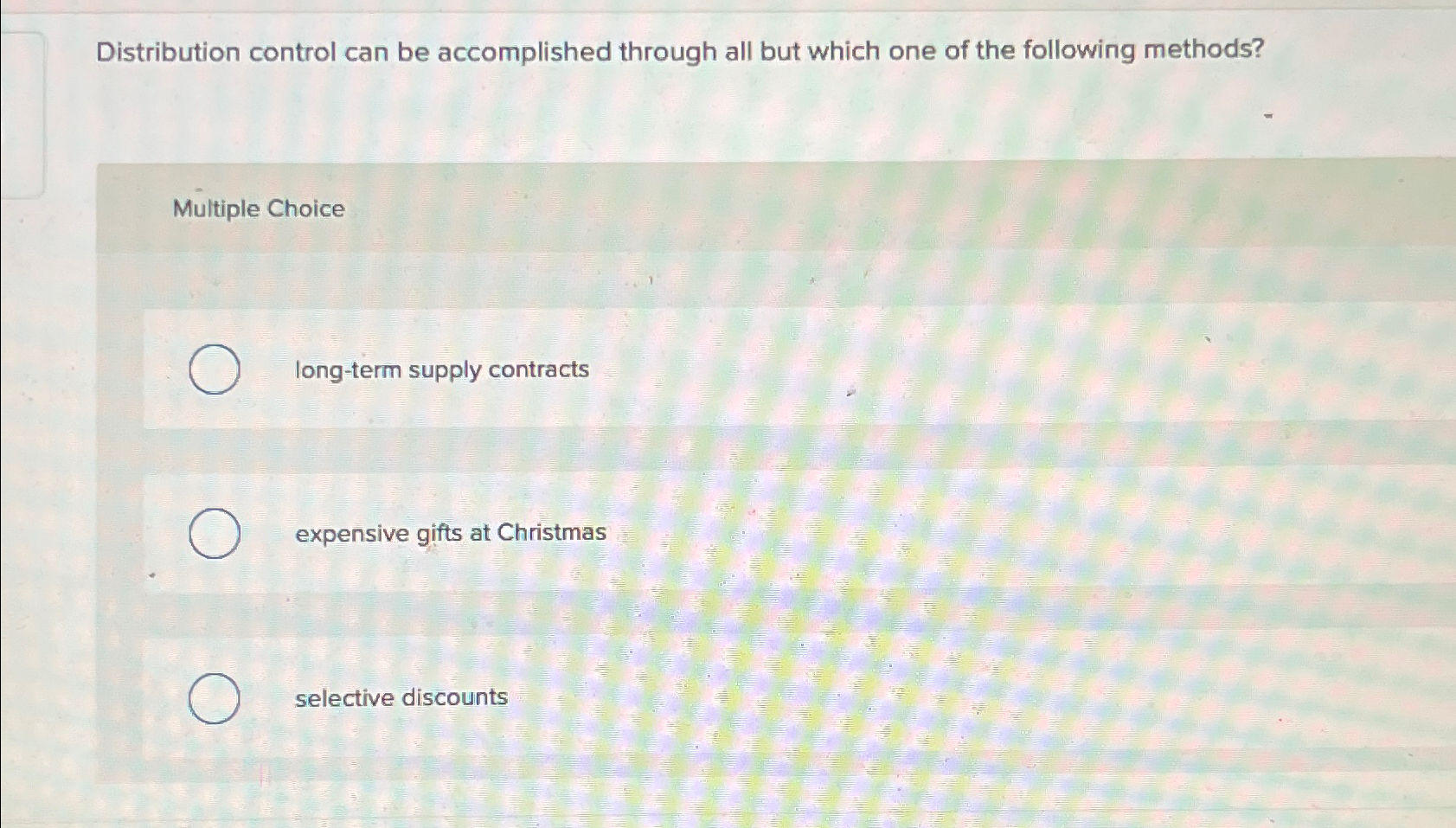 Solved Distribution control can be accomplished through all | Chegg.com