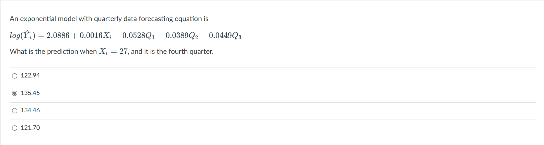Solved An exponential model with quarterly data forecasting | Chegg.com