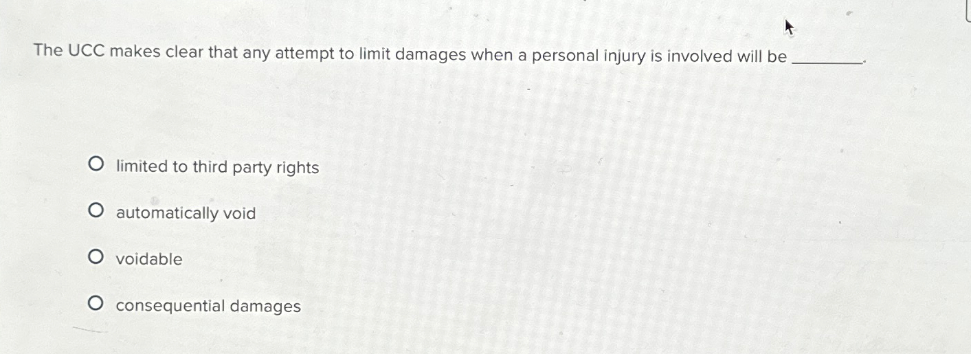 Solved The UCC makes clear that any attempt to limit damages | Chegg.com