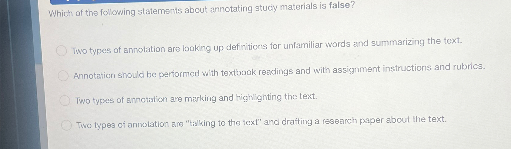 Solved Which of the following statements about annotating | Chegg.com