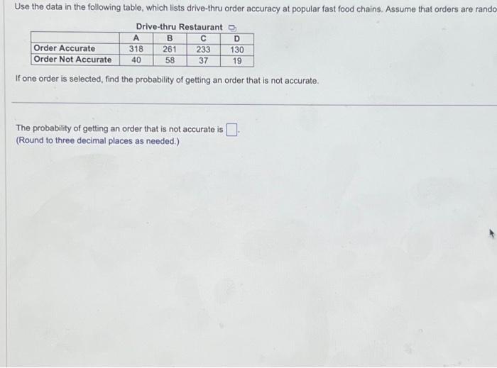Solved Use the data in the following table, which lists | Chegg.com