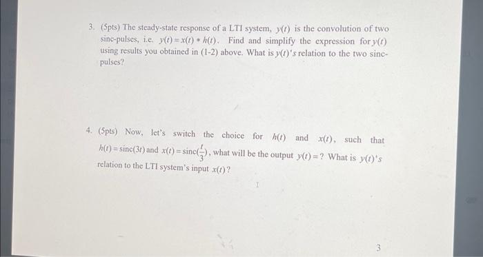 Solved Problem II (30pts): Signals, Spectra, and the LTI | Chegg.com