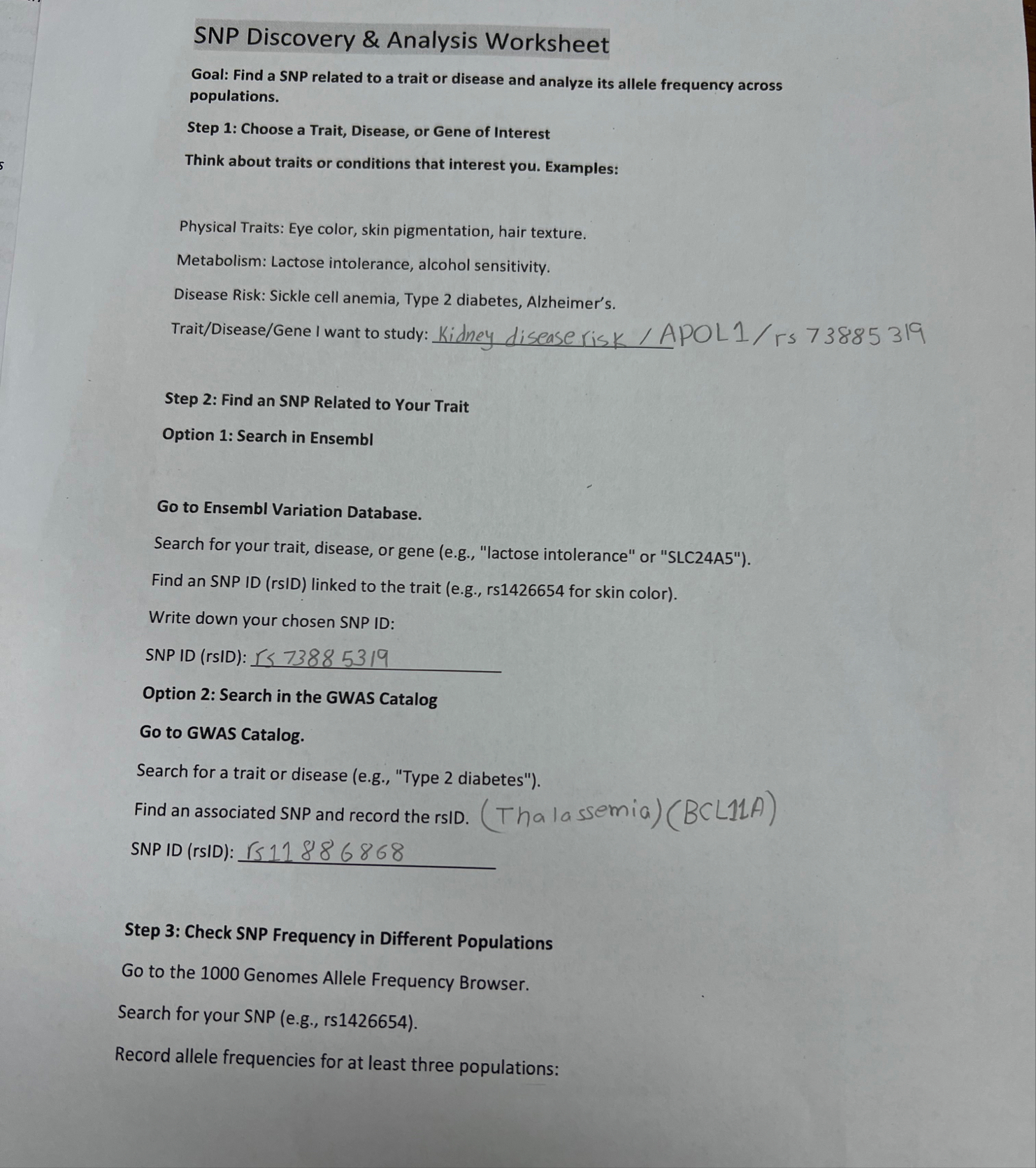 Solved SNP Discovery & Analysis WorksheetGoal: Find a SNP | Chegg.com