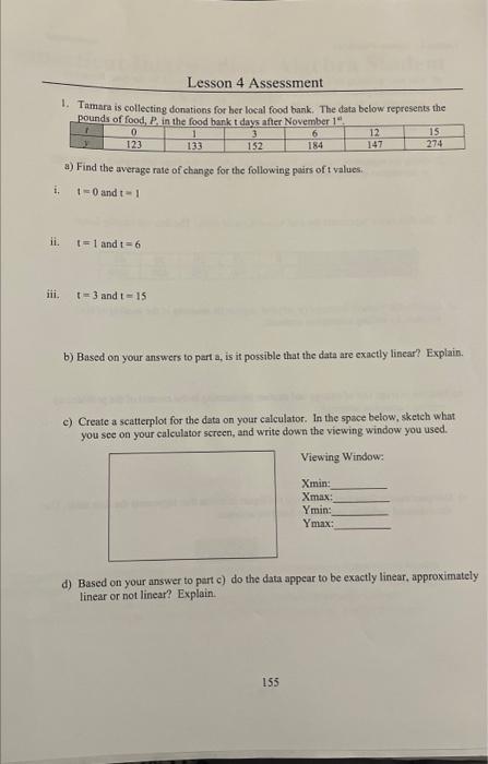 Solved Lesson 4 Assessment 1. Tamara is collecting donations | Chegg.com