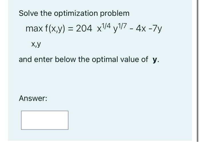 Solved Solve the optimization problem | Chegg.com