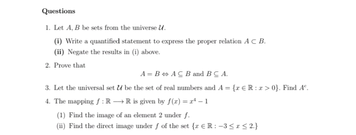 Solved QuestionsLet A,B ﻿be sets from the universe U.(i) | Chegg.com