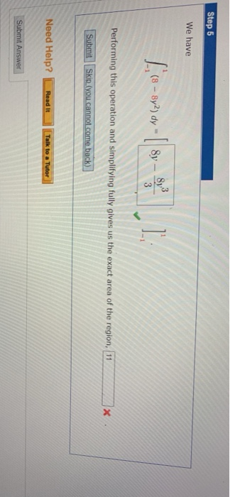 Solved Step 5 We Have I 8 8y2 Dy 8y 83 3 1 Performing 