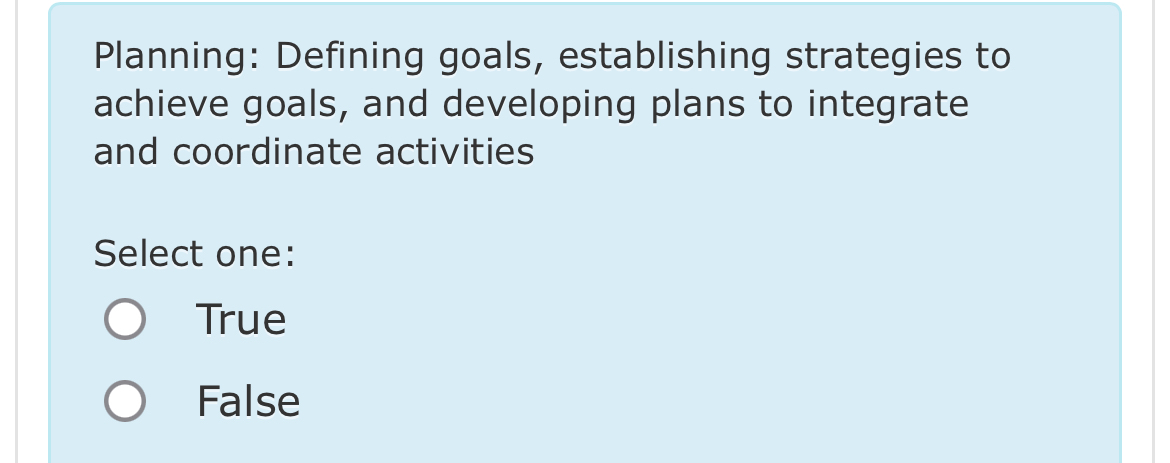 Solved Planning: Defining goals, establishing strategies to | Chegg.com