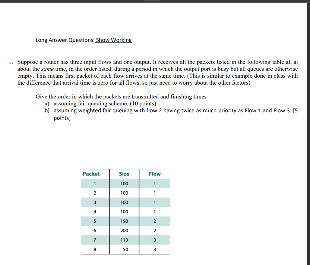 Solved ## Slove this question correctly for Network | Chegg.com