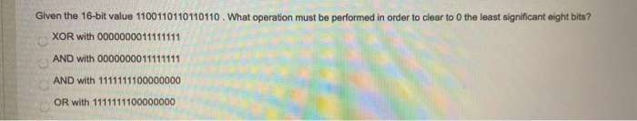 Solved Given the 16-bit value 1100110110110110. What | Chegg.com