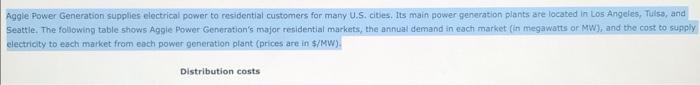 Solved Aggle Power Generation supplies electrical power to | Chegg.com