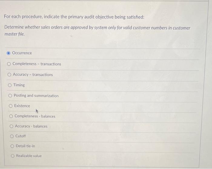 Solved For each procedure, indicate the primary audit | Chegg.com