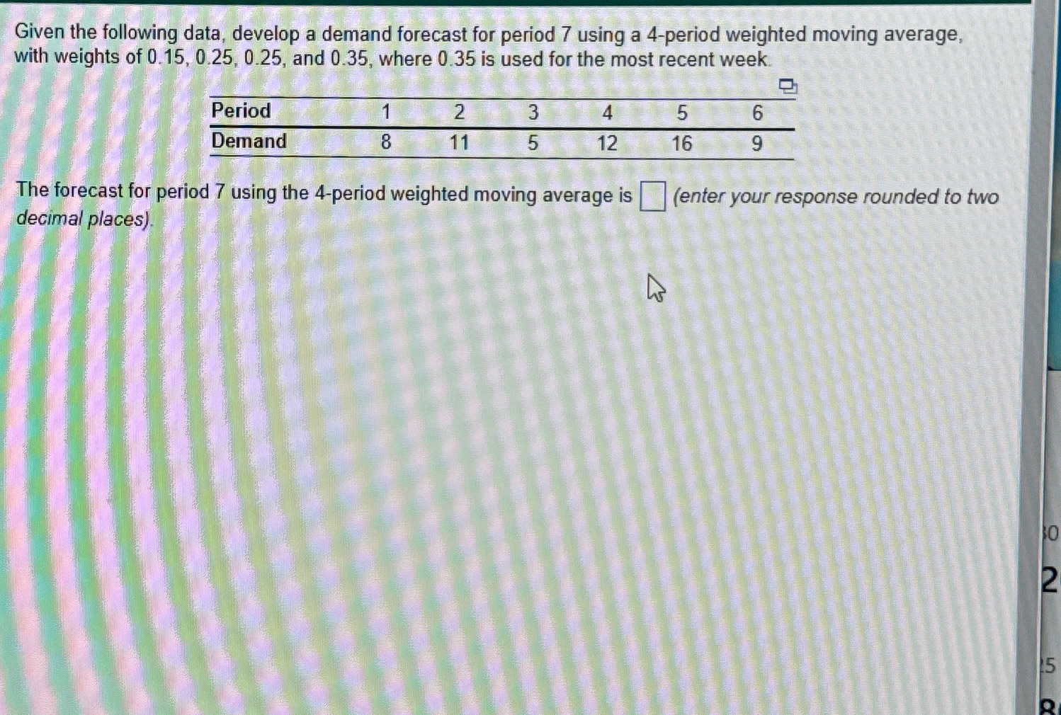 Solved Given the following data, develop a demand forecast | Chegg.com