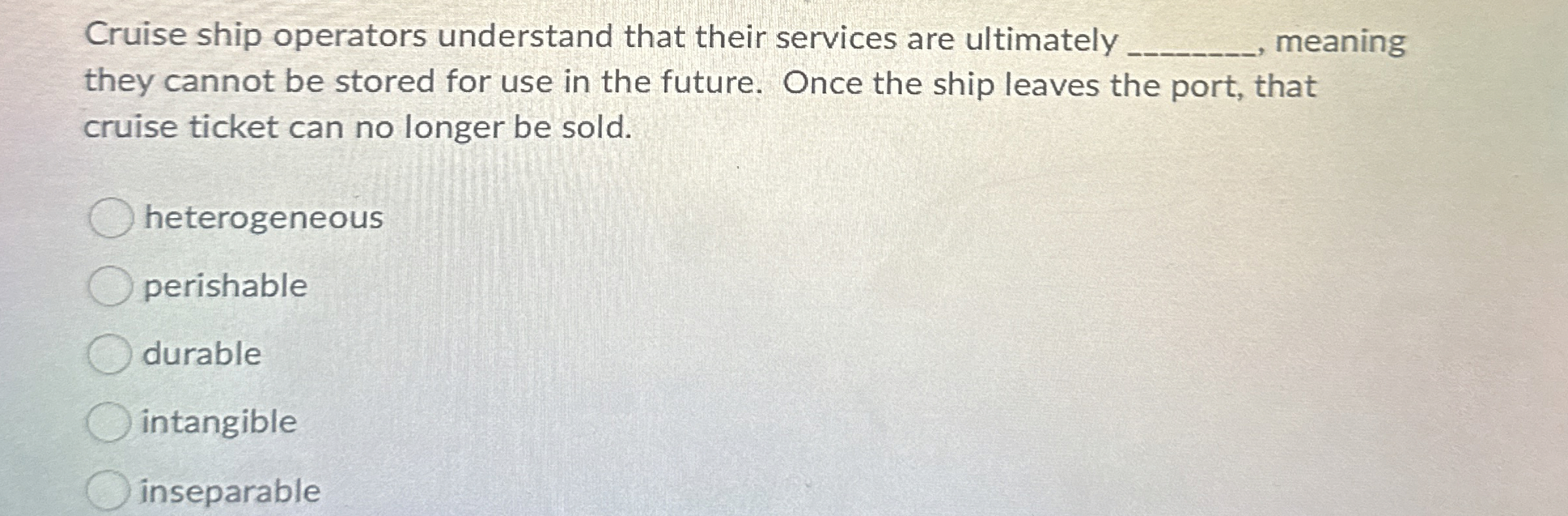 Solved Cruise ship operators understand that their services | Chegg.com