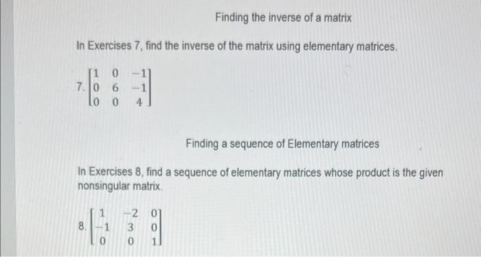 Solved In Exercises 7, find the inverse of the matrix using | Chegg.com