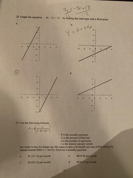 Solved 3 2 = 14 +12 2 28. Graph the equation 4x - 2y - 12 by | Chegg.com
