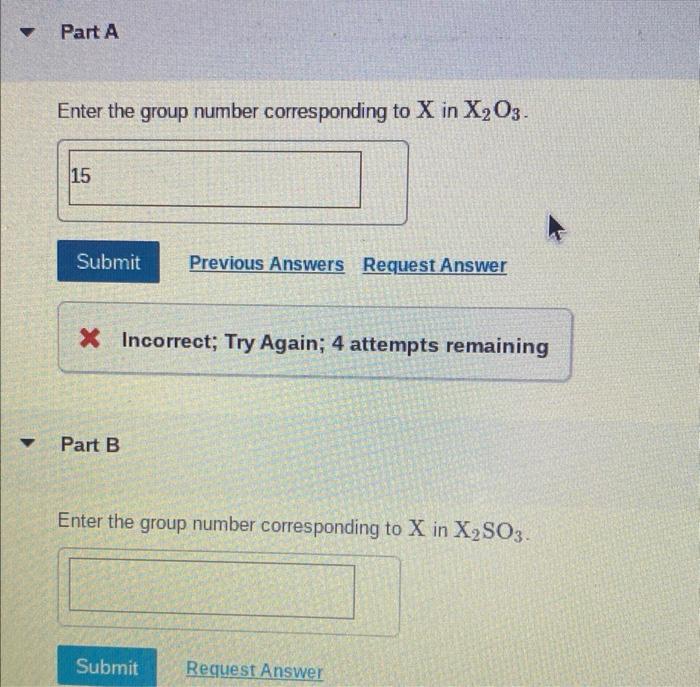 Solved Enter the group number corresponding to X in X2O3. | Chegg.com