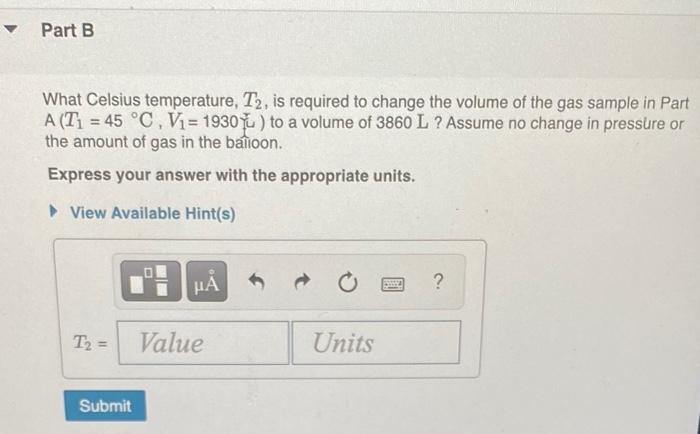 Solved A sample of gas in a balloon has an initial | Chegg.com
