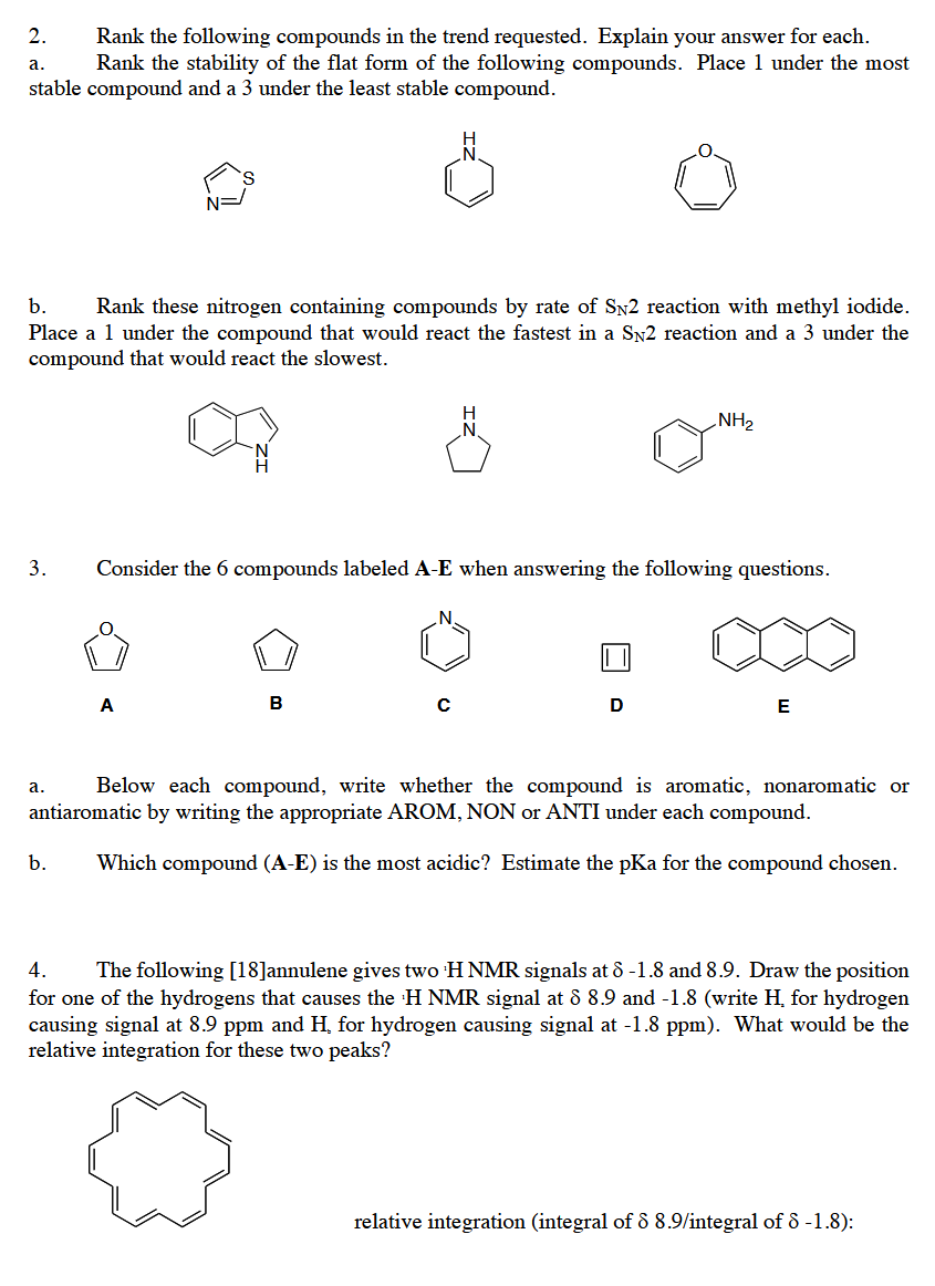 2. ﻿Rank the following compounds in the trend | Chegg.com