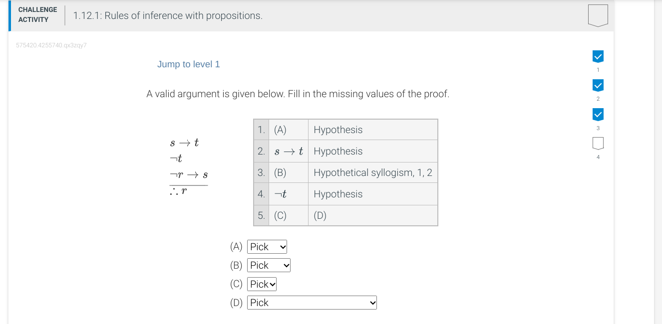 Solved CHALLENGEACTIVITY1.12.1: Rules of inference with | Chegg.com