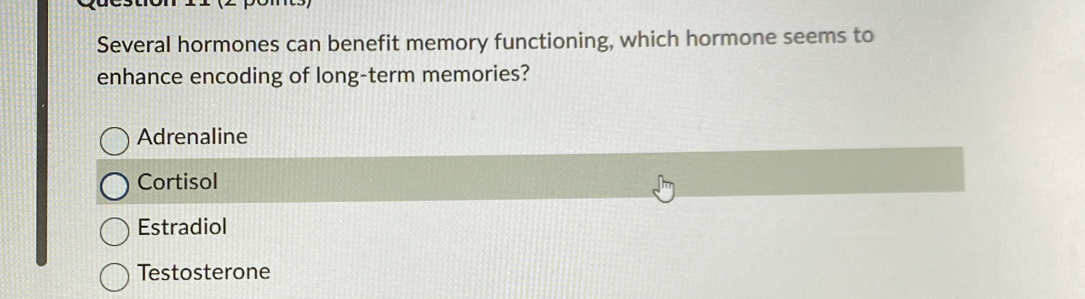 Solved Several hormones can benefit memory functioning, | Chegg.com