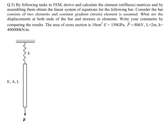 Solved Q.5) By following tasks in FEM, derive and calculate | Chegg.com