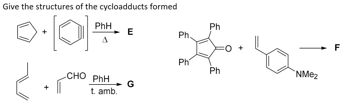 Give the structures of the cycloadducts formed | Chegg.com
