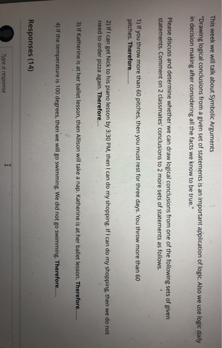Solved This Week We Will Talk About Symbolic Arguments Chegg
