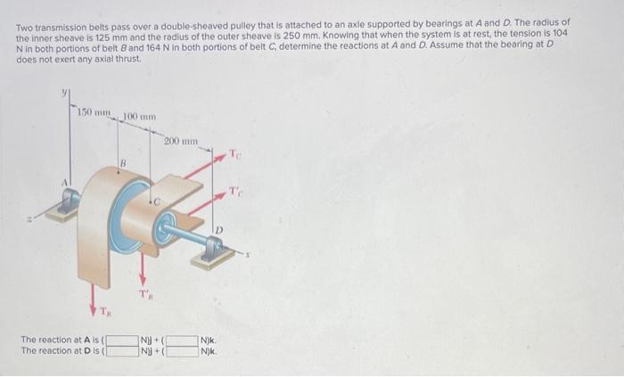Solved Two transmission belts pass over a double-sheaved | Chegg.com