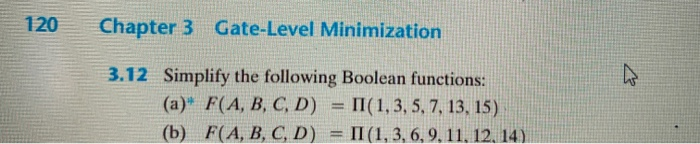 Solved 120 Chapter 3 Gate-Level Minimization 3.12 Simplify | Chegg.com