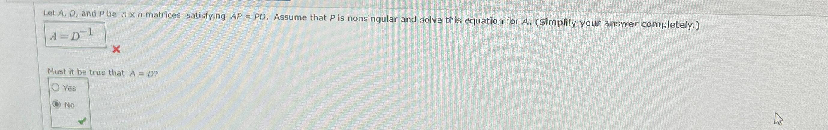 Solved Let A,D, ﻿and P ﻿be n×n ﻿matrices satisfying AP=PD. | Chegg.com