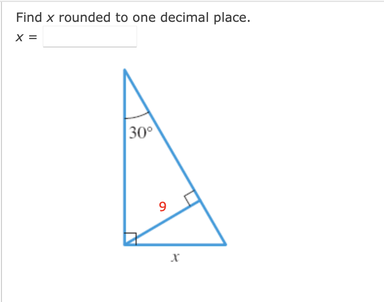 Solved Find x ﻿rounded to one decimal place.x= | Chegg.com