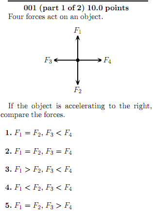 Solved Four forces act on an object. If the object is | Chegg.com
