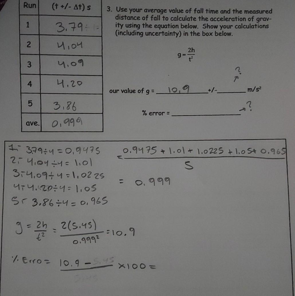 Solved Method #1 Tennis Ball Free Fall 1. Working with a lab | Chegg.com