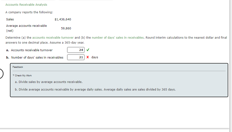 Solved Accounts Receivable AnalysisA company reports the | Chegg.com