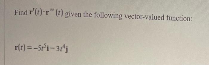 Solved Find r′(t)⋅r′′(t) given the following vector-valued | Chegg.com