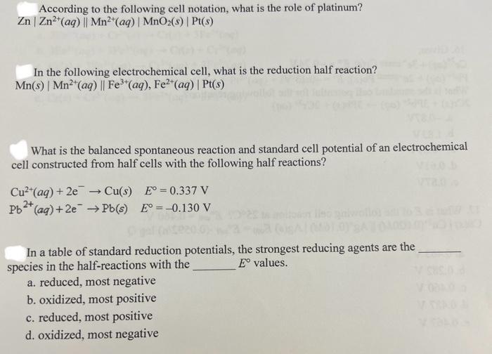 Solved what is the role of Pt?what is the reduction | Chegg.com