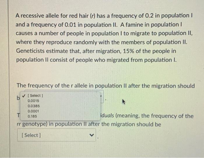 Solved A recessive allele for red hair (r) has a frequency | Chegg.com