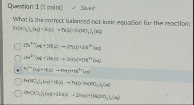 Solved Question 1 (1 ﻿point)SavedWhat is the correct | Chegg.com