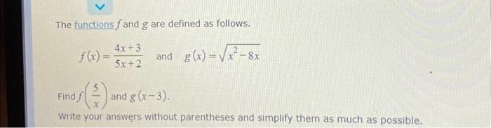 Solved The functions f and g are defined as follows. | Chegg.com