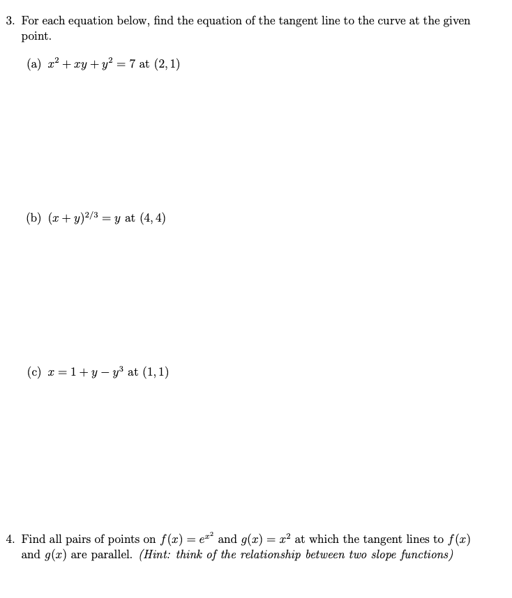 Solved For each equation below, find the equation of the | Chegg.com