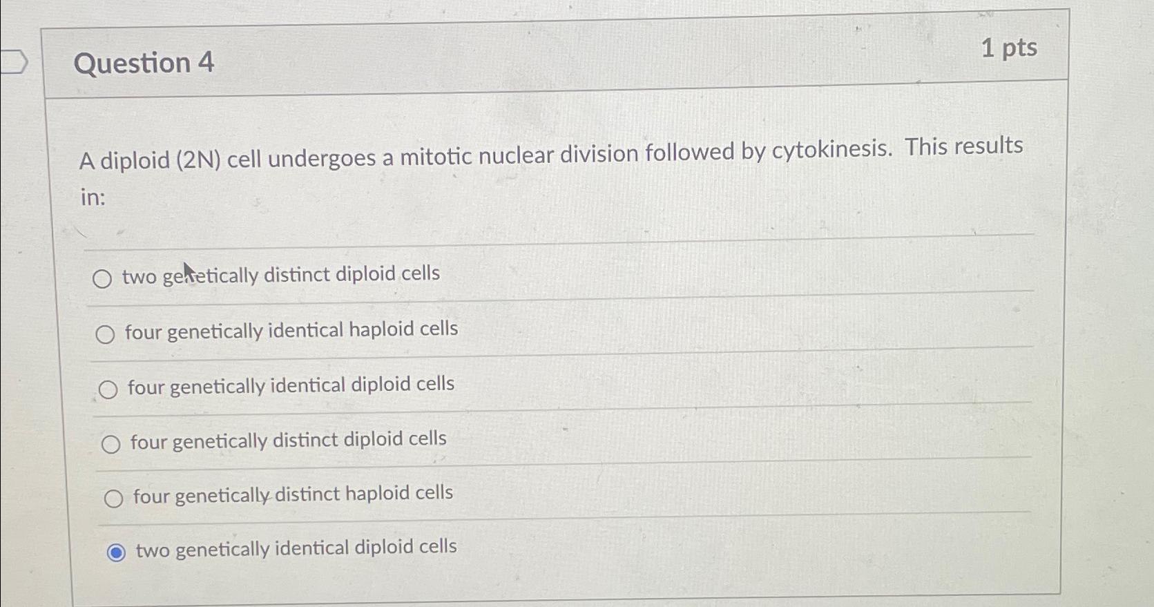Solved Question 41 ﻿ptsA diploid ) ﻿cell undergoes a | Chegg.com