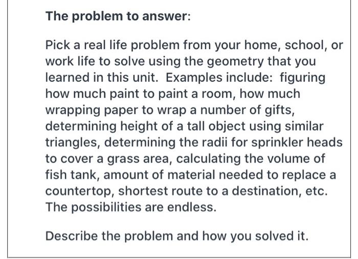 Solved The problem to answer: Pick a real life problem from | Chegg.com