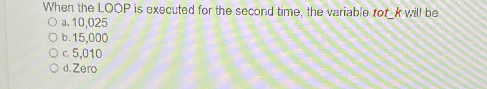 Solved When the LOOP is executed for the second time, the | Chegg.com