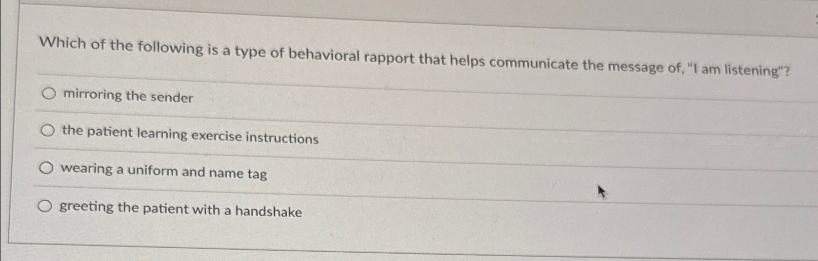Solved Which of the following is a type of behavioral | Chegg.com